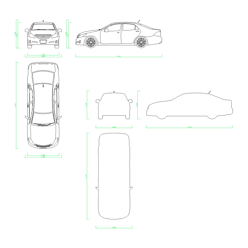 自動車 セダン（トヨタ クラウン TOYOTA CROWN）【DXF/autocad DWG】 2dv-car_0001